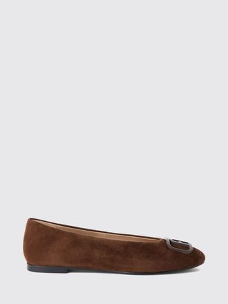 Furla Ballerines &agrave; bout rond en daim avec monogramme et logo m&eacute;tallique