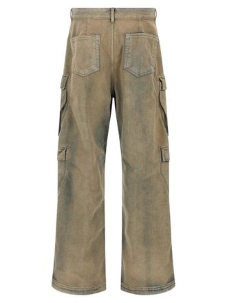 Rick Owens Mens Beige Cotton Cargo Pants