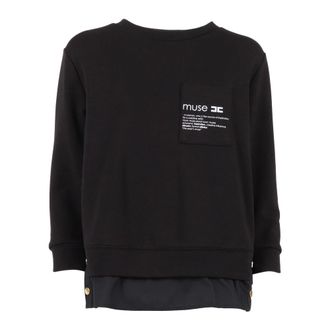 Elisabetta Franchi Femme, Sweatshirts et sweats &agrave; capuche, Noir, Taille: 40 FR Maglia