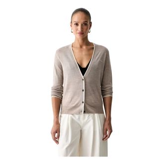 Karl Lagerfeld Logo-bestickte Merinowoll-Strickjacke - - Knitwear - Damen - Beige - XS