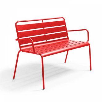 Oviala Oviala - Banc de jardin en m&eacute;tal rouge - Palavas