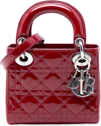 Dior Hobo Bags - Mini Patent Cannage Lady Dior - Gr. unisize - in Rot - f&uuml;r Damen