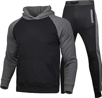 Generic Tenue Sport Hommes Sweat-Shirt Capuche et Pantalon Fall Jogging Ensemble Training Surv&ecirc;tement de Football pour Homme Haut Complet Pas Cher Col Cordon 