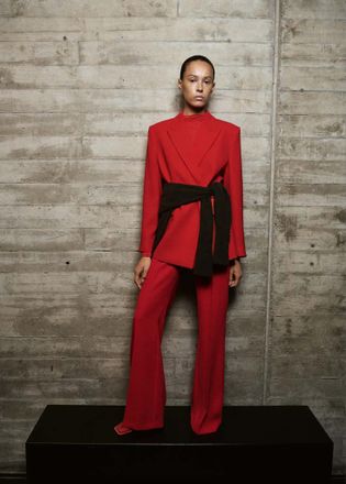 Mango Pantalon de costume taille haute rouge - Femme - 32 - MANGO