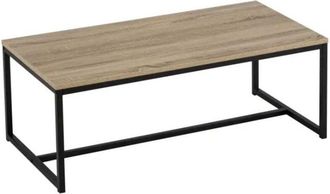 LOLAhome Table Basse Rectangulaire Bois MDF et Métal Noir