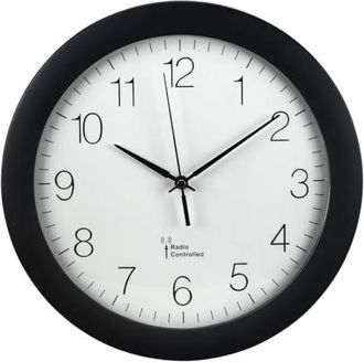 Hama Wanduhr Funk (30cm große Küchenuhr, leise Funkuhr mit großem Ziffernblatt, analoge Wohnzimmeruhr inkl. Batterie) schwarz