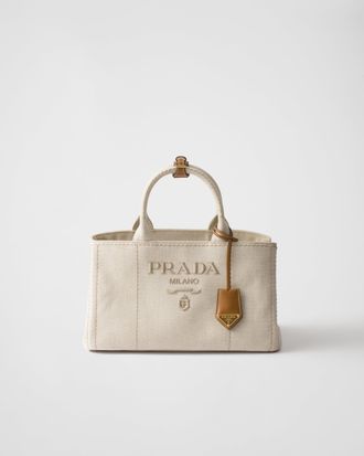 Prada Jardini&egrave;re Gro&szlig;e Handtasche aus Leinenmischgewebe