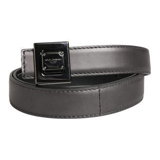Dolce & Gabbana Klassischer Lederg&uuml;rtel mit quadratischer Schnalle - - Accessories - Herren - Grau - ONE SIZE