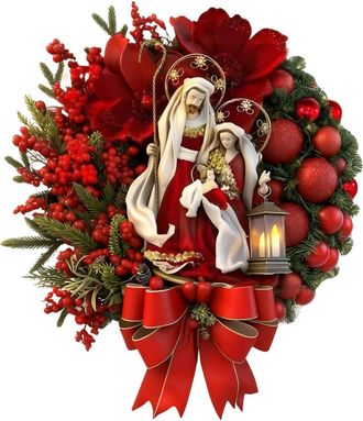 Generico Weihnachtskranz, Weihnachtskr&auml;nze mit roten Fr&uuml;chten, T&uuml;rgirlande, rote Fr&uuml;chte, Weihnachtsdekoration, f&uuml;r den Innen- und Au&szlig;enbereich, Fenster