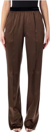 Tom Ford Femme, Pantalons, Brun, Taille: 40 FR Pantalon de pyjama en satin de soie stretch