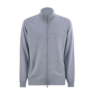Brunello Cucinelli Pull Zipp&eacute; Col Montant - Homme - Pulls - Bleu - Taille: XL