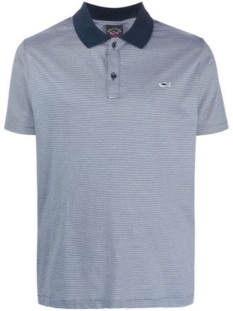 Paul & Shark polo ray&eacute; &agrave; patch logo - Bleu