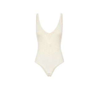 Elisabetta Franchi Openwork Knit Bodysuit - - Tops - Damen - Beige - XS