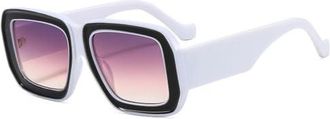 Generic Lunettes de soleil surdimensionnées à monture épaisse pour femmes rétro nuances grandes nuances lunettes de soleil vintage UV400, blanc/violet, Taille
