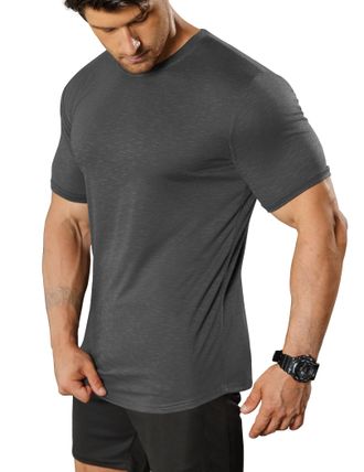 Coofandy Herren T-Shirt Gym T Shirts f&uuml;r Herren Bodybuilding Sportshirt Kurzarm M&auml;nner Trainingsshirt Muscle Shirt Grau XXL