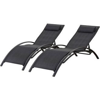 Habitat et Jardin Habitat Et Jardin - Lot de 2 bains de soleil en aluminium Beauty Phoenix Noir