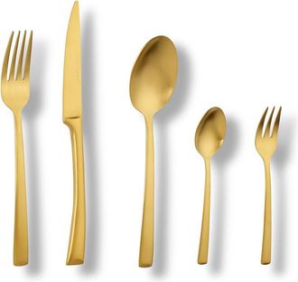 Echtwerk Tafelbesteck Avelino, Gold Edition, 20-teilig, Essbesteck für bis zu 4 Personen, Edelstahl 18/10, mattiert, Hochwertiges Besteck Set, für Esstisch, Ti