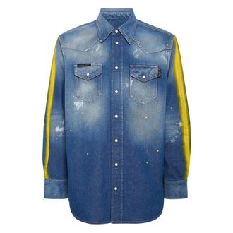 Philipp Plein Homme, Chemises, Bleu, Taille: M Chemise en jean oversize