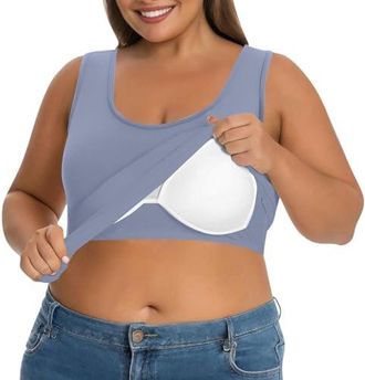 Generic D&eacute;bardeur de sport pour femme - Avec soutien-gorge int&eacute;gr&eacute; - Noir - Ventre nu - Sans manches - Crop Tops sans manches - Gilet &eacute;lastique - D&eacute;bardeur st