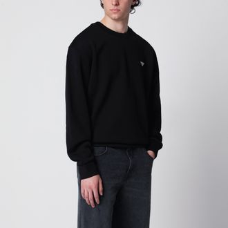 Prada Black crewneck sweatshirt in technical cotton