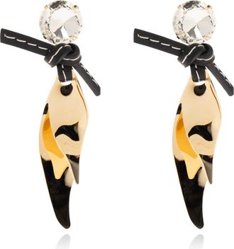 Marni Boucles doreilles en laiton en forme de feuille - Femme - Accessoires - Jaune - Taille: ONE Size