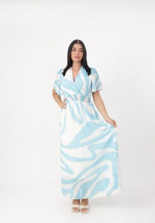 Elara Maxikleid Wickeloptik mit grafischem Muster und Smoktaille (1-tlg)