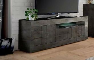 Dmora Fernsehschrank Braies, Ständer für Wohnzimmerfernseher, Niedriges Wohnzimmer-Sideboard, TV-Ständerbasis, Made in Italy, 138x42 h56 cm, Schiefer