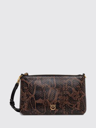 Pinko Horizontal Flat Clutch aus Leder mit Python-Print und Love Birds-Logo