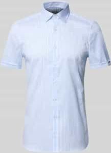 Olymp Level 5 Slim Fit Business-Hemd im Allover-Look mit Kentkragen