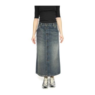Carhartt Work in Progress Femme, Jupes, Bleu, Taille: 40 FR Longuette Denim Skirt