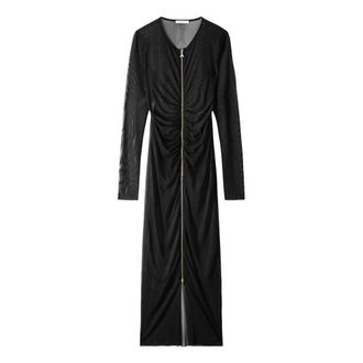 Patrizia Pepe Schwarzes Durchsichtiges T&uuml;ll-Langkleid - - Dresses - Damen - Schwarzk - S
