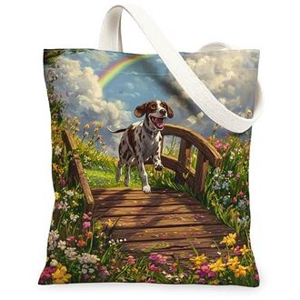 Generic Sac fourre-tout en toile &agrave; poil court allemand pour le shopping, 33 x 38 cm, sac d&eacute;picerie r&eacute;utilisable pour femme, motif animal domestique, plage, es