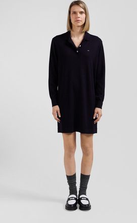 Eden Park Robe Col Maillot En Laine Bleu Marine Coupe Regular