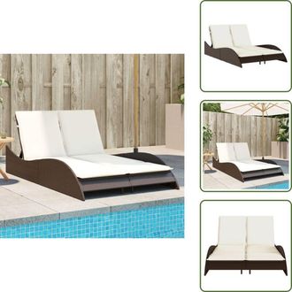 vidaXL Sonnenliege mit Auflagen Braun 114x205x73 cm Poly Rattan - Sonnenliege - Gartenliege - Relax Liege - Poolliege - Outdoor Lounge Chair