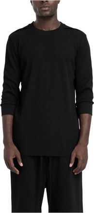 Thom Krom Homme, Pulls, Noir, Taille: L T-Shirt Structur&eacute; Manches 3/4