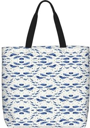 Generic Petite Baleine Bleue Nageant Sac Fourre Tout L&eacute;ger Sacs De Courses R&eacute;utilisable Sac A Main Femmes Pour Quotidienne Travail Voyage