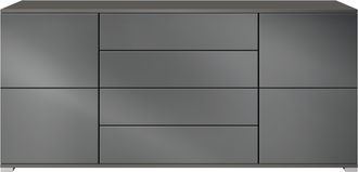 Vladon Sideboard Rova V2, Kommode mit 4 Türen und 4 Schubladen, Anthrazit matt/Graphit Seidenmatt (166,5 x 75,5 x 35)