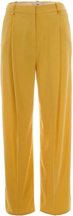 Elisabetta Franchi Femme, Pantalons, Jaune, Taille: 40 FR Pantalon Cr&ecirc;pe L&eacute;ger avec Breloque Logo