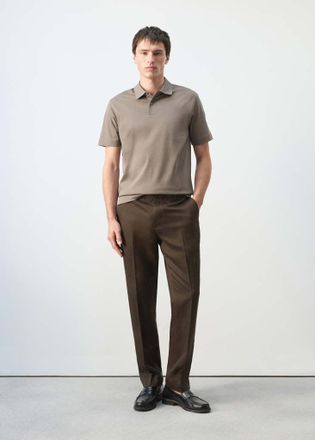 Mango Pantalon slim-fit Lyocell lin chocolat - Homme - 38 - MANGO MAN