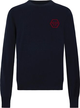 Philipp Plein Homme, Pulls, Bleu, Taille: S Pull ras du cou en cachemire Jacquard Hexagone