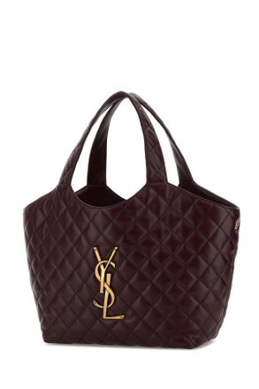 Saint Laurent Womens Burgundy Nappa Leather Medium Icare Shopping Bag Hotwine Borse A Mano