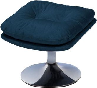 Amadeus Repose-pied Magnum bleu tissu - Dimensions 40x40x40 cm - Confort optimal avec coussin &eacute;pais - Design contemporain chrome - Amadeus