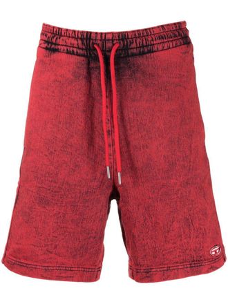 Diesel Shorts mit Acid-Wash-Effekt - Rot