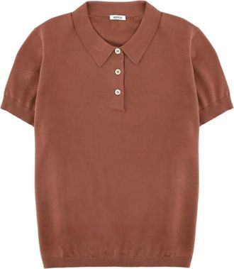 Aspesi Femme, Tops, Brun, Taille: 38 FR Polo en coton, soie et lin
