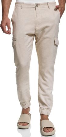 Indicode Herren Booth Cargohose aus Leinen & Baumwolle mit 6 Taschen | Stoffhose f&uuml;r M&auml;nner Fog, XL