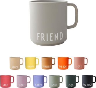 DESIGN LETTERS Kaffeetassen Grau FRIEND | Weihnachtsdeko, Weihnachten, Weihnachtsgeschenke Kleinigkeiten | Kaffeebecher Porzellan | Weihnachtsgeschenke für Frauen, M