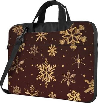 Generic Sacoche de protection pour ordinateur portable de 15,6, motif flocon de neige de No&euml;l avec bandouli&egrave;re - Housse de protection antichoc pour ordinateur