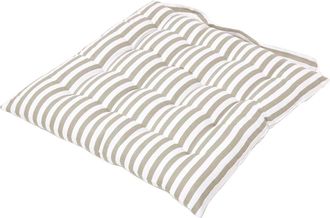 Homescapes Stuhlkissen 40x40 cm, grau-wei&szlig; gestreiftes Sitzkissen Outdoor/Indoor mit Baumwollbezug, Sitzpolster waschbar und Oeko-TEX-Zertifiziert f&uuml;r Esszimmer-