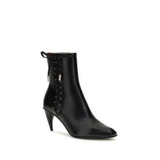 Alexander McQueen Womens Black Calf Leather Bos Taurus Lace-Up Boots