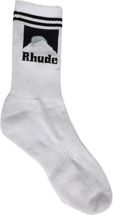 Rhude chaussettes &agrave; d&eacute;tails ray&eacute;s - Blanc